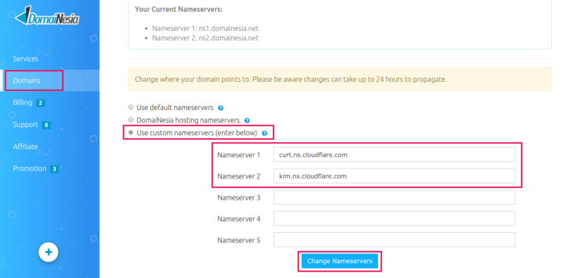 Cara Sinkronisasi Hosting ke CloudFlare - DomaiNesia Hosting Murah