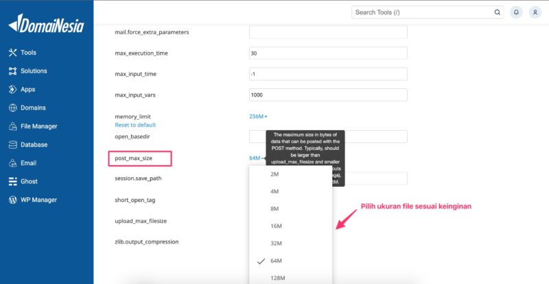 Cara mengatur ukuran upload file maksimum di cPanel