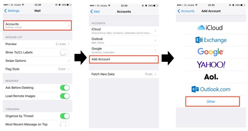 Cara setting email di IOS