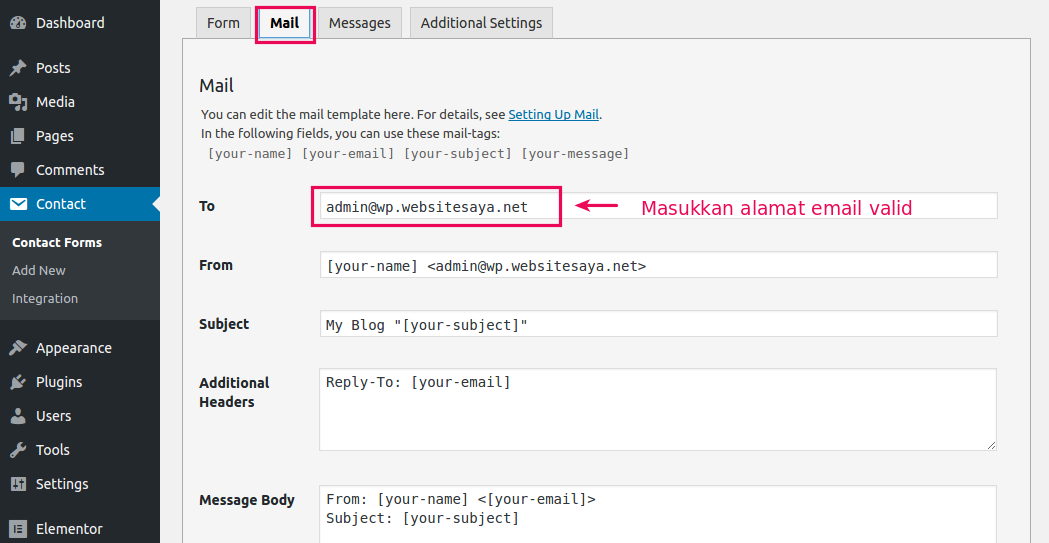 Cara Membuat Kontak Kami di WordPress - DomaiNesia