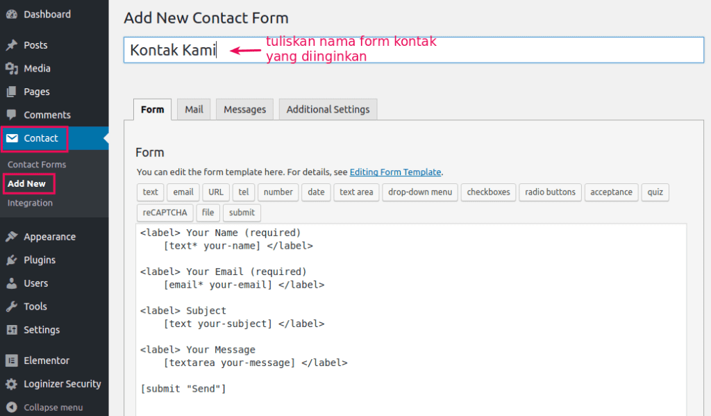 Cara Membuat Kontak Kami di WordPress - DomaiNesia
