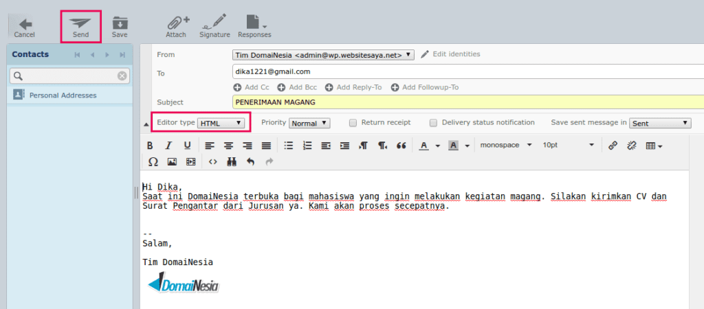Cara Membuat Email Signature di Webmail - DomaiNesia