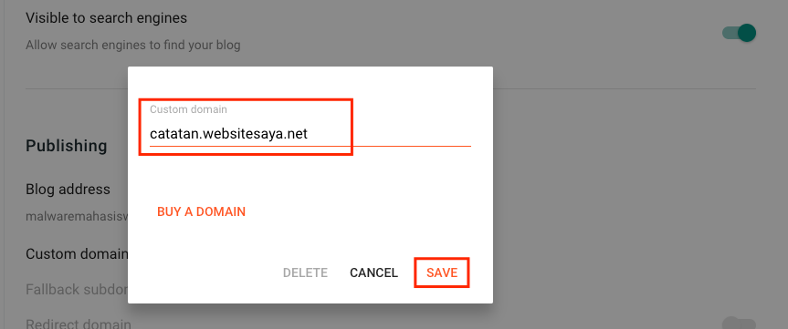 Cara Custom Subdomain ke Blogger Melalui MyDomaiNesia - DomaiNesia
