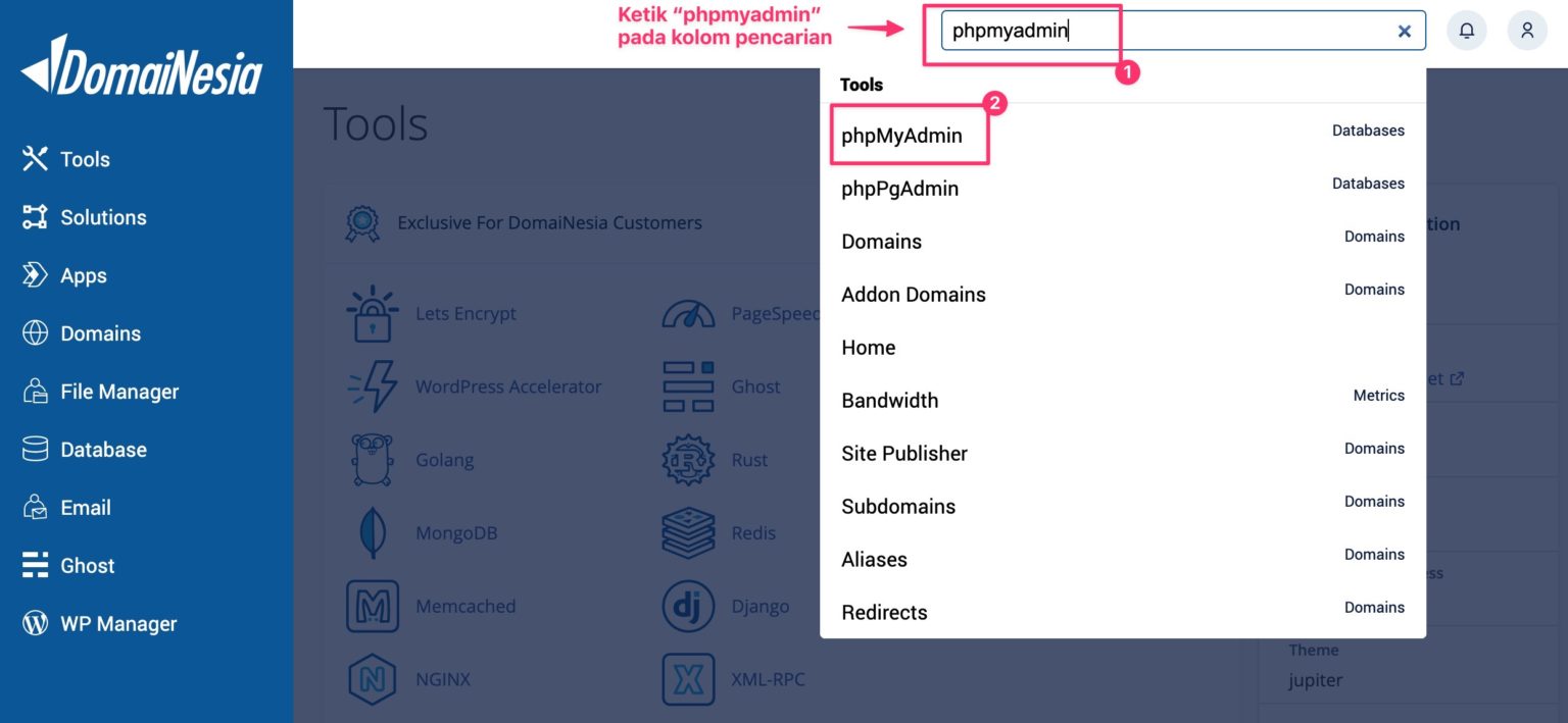 Cara Eksport Database MySQL di phpMyAdmin | DomaiNesia