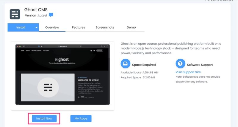 Cara Install Ghost di Hosting Melalui Softaculous Apps Installer