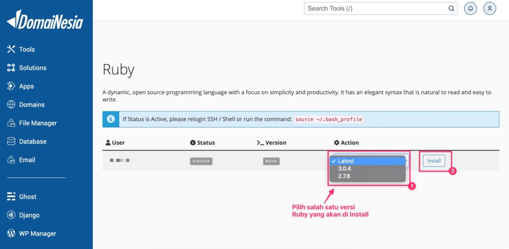 Cara Install Ruby di Hosting - DomaiNesia