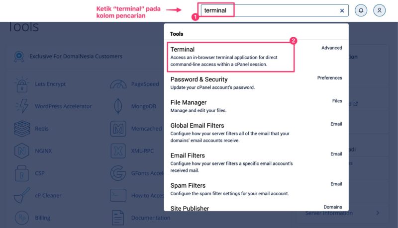 Cara Menggunakan Terminal cPanel di Hosting - DomaiNesia