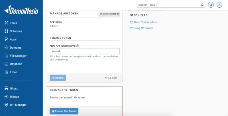 Cara Menggunakan Manage API Tokens cPanel Hosting - DomaiNesia