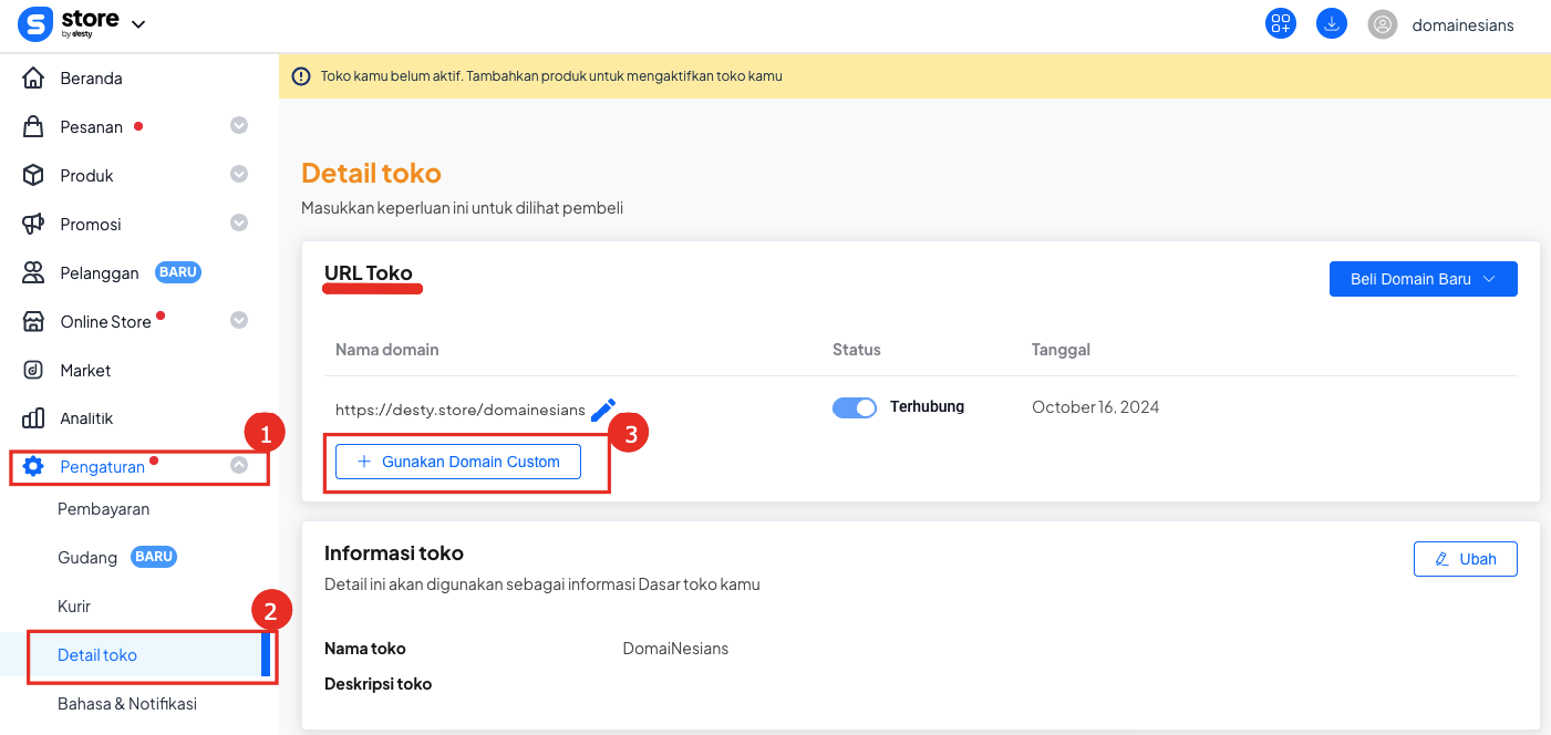 Panduan Custom Domain di Desty Store Cepat dan Praktis!