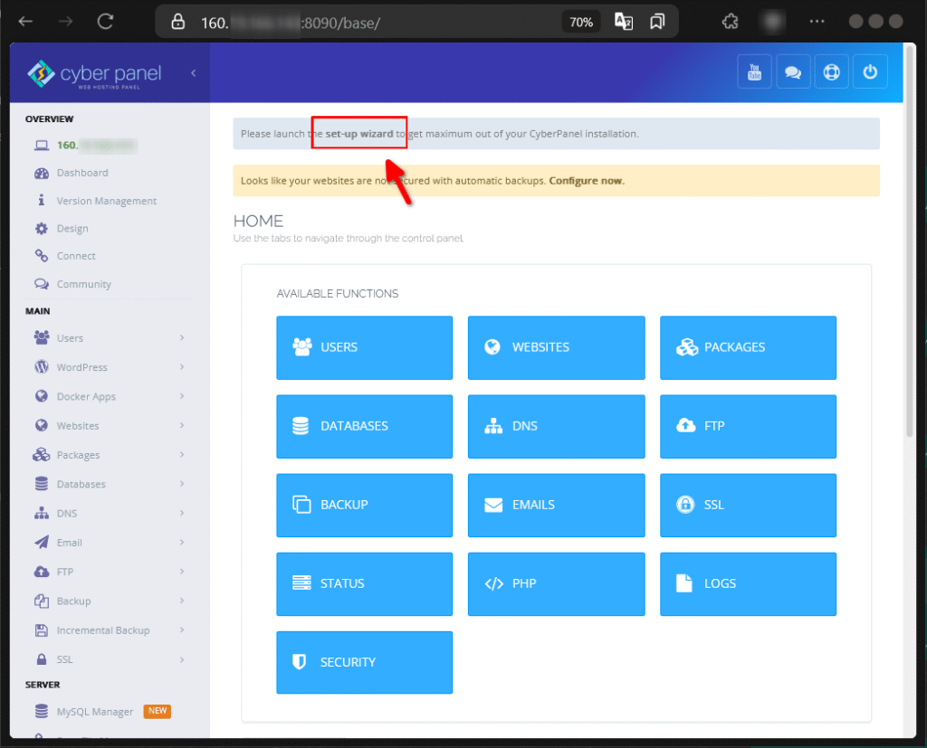 Cara Set-up Wizard di CyberPanel Untuk Konfigurasi Awal