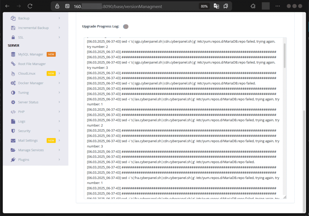Cara Upgrade Atau Downgrade Versi CyberPanel di Cloud VPS